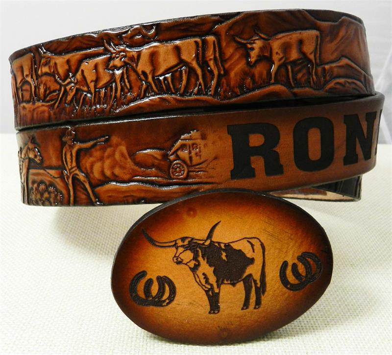 Kids Cattle Drive Belt Buckle Set – Personalized Belt | Gavere Leather ...
