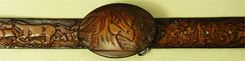 Kids Horse Scene Belt Buckle – Western Leather Belt & Buckle Set ...