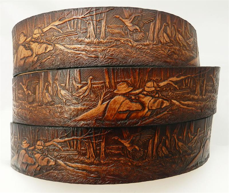 Wild Turkey Hunter Leather Belt | Custom Tooled Leather Belts| Gavere ...